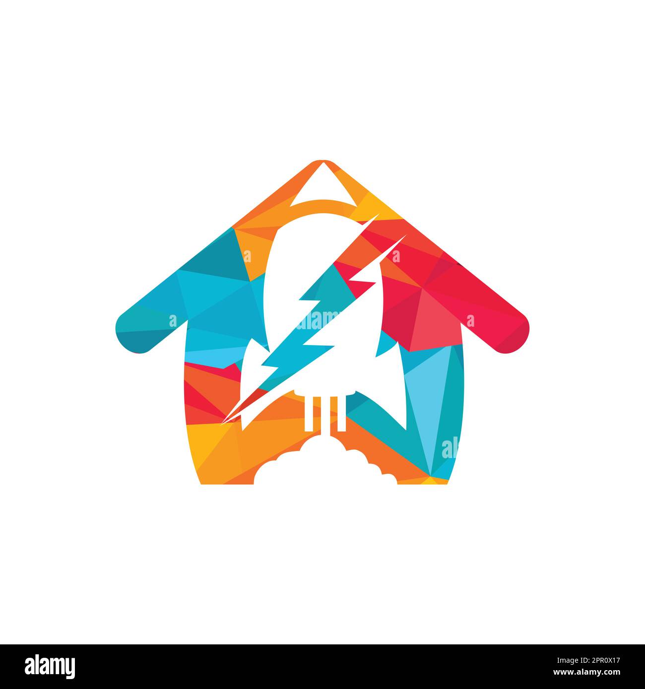 Electric rocket vector logo design. Rocket with thunderbolt and home ...