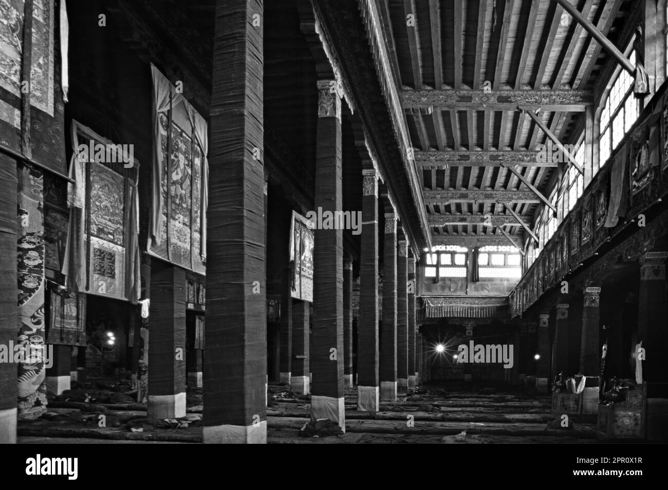 The MAIN ASSEMBLY HALL at DREPUNG MONASTERY - LHASA, TIBETfounded in ...