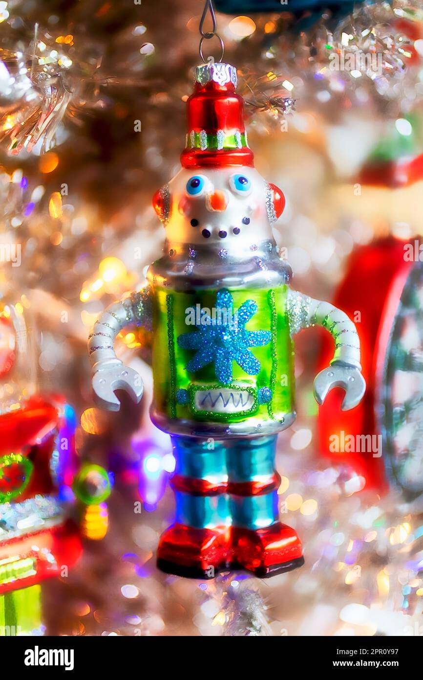 Silver Christmas Robot Still Life Stock Photo - Alamy
