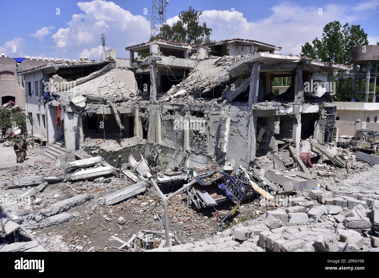 Swat, Pakistan. 25th Apr, 2023. Damaged buildings of the Counter ...