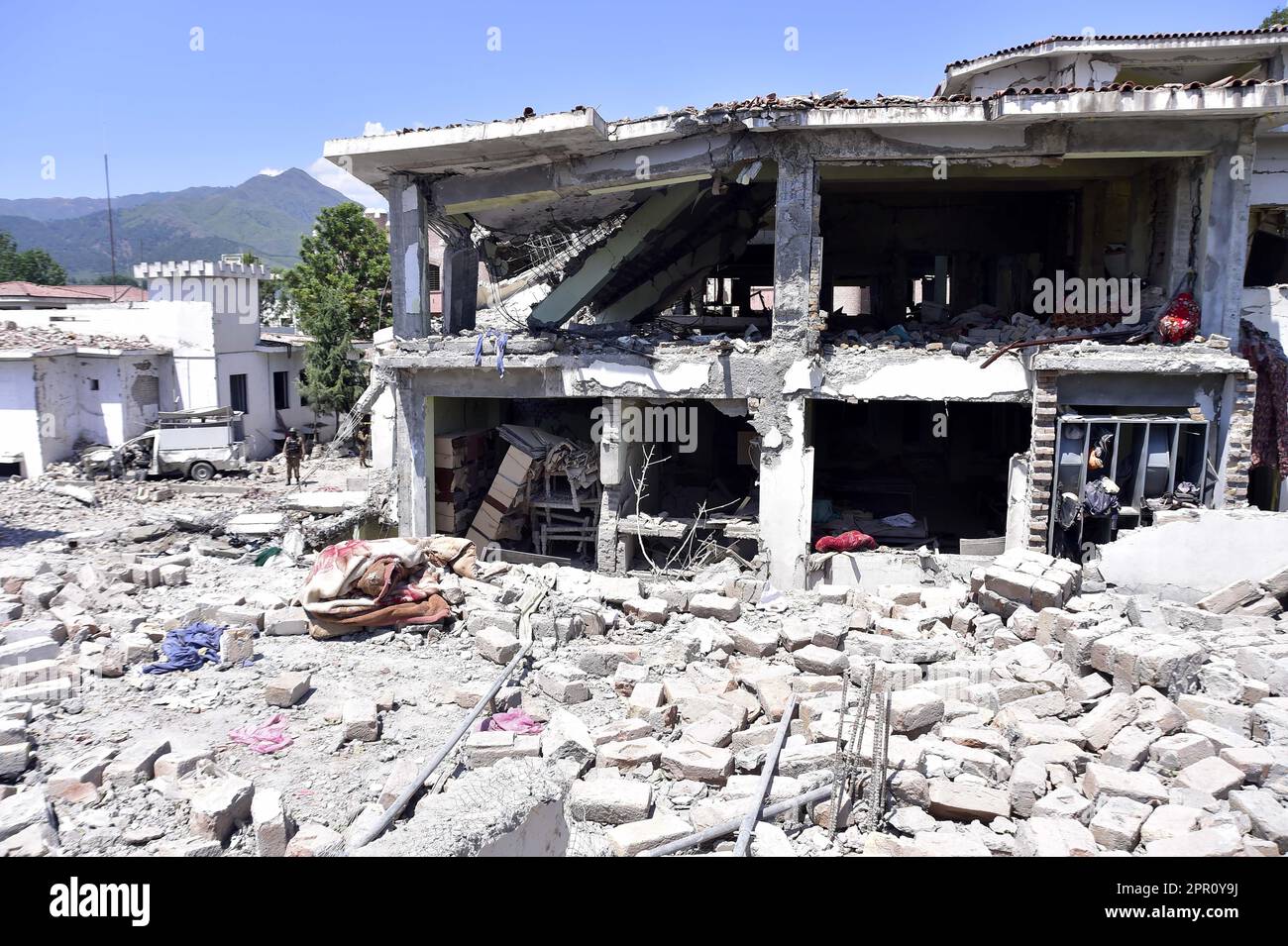 Swat, Pakistan. 25th Apr, 2023. Damaged buildings of the Counter ...