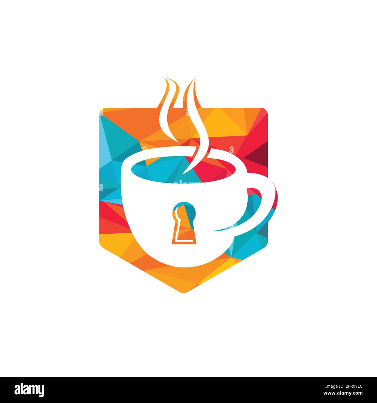 Padlock and coffee mug logo design. Coffee cup logo design combined ...