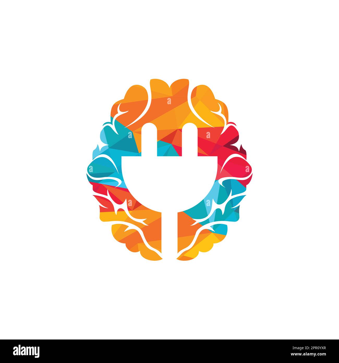 Brain and electric plug vector logo design. Innovation sign logo ...