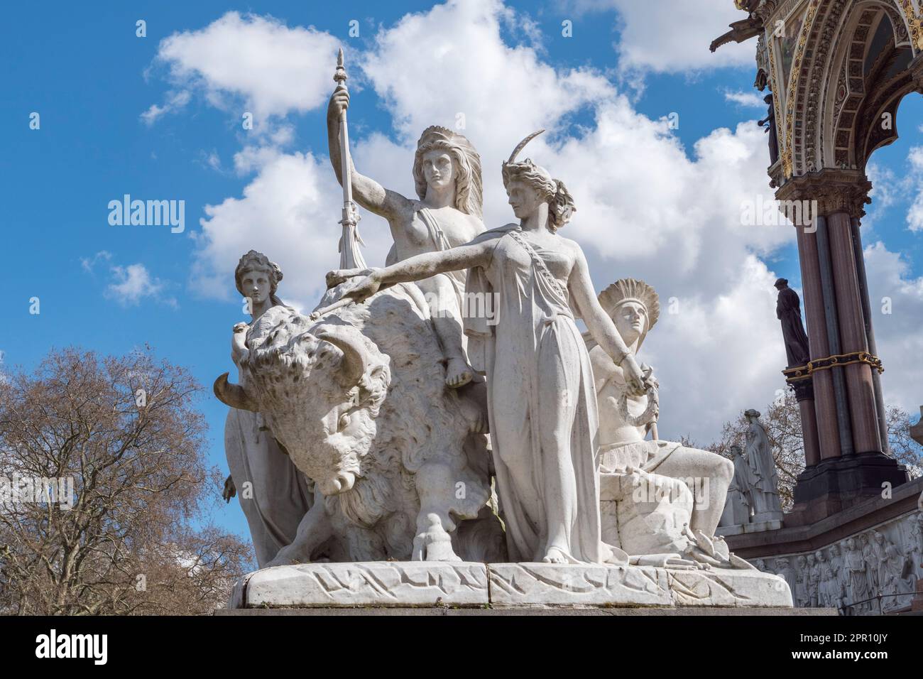 The "America" allegorical sculpture by John Bell at the base of the ...