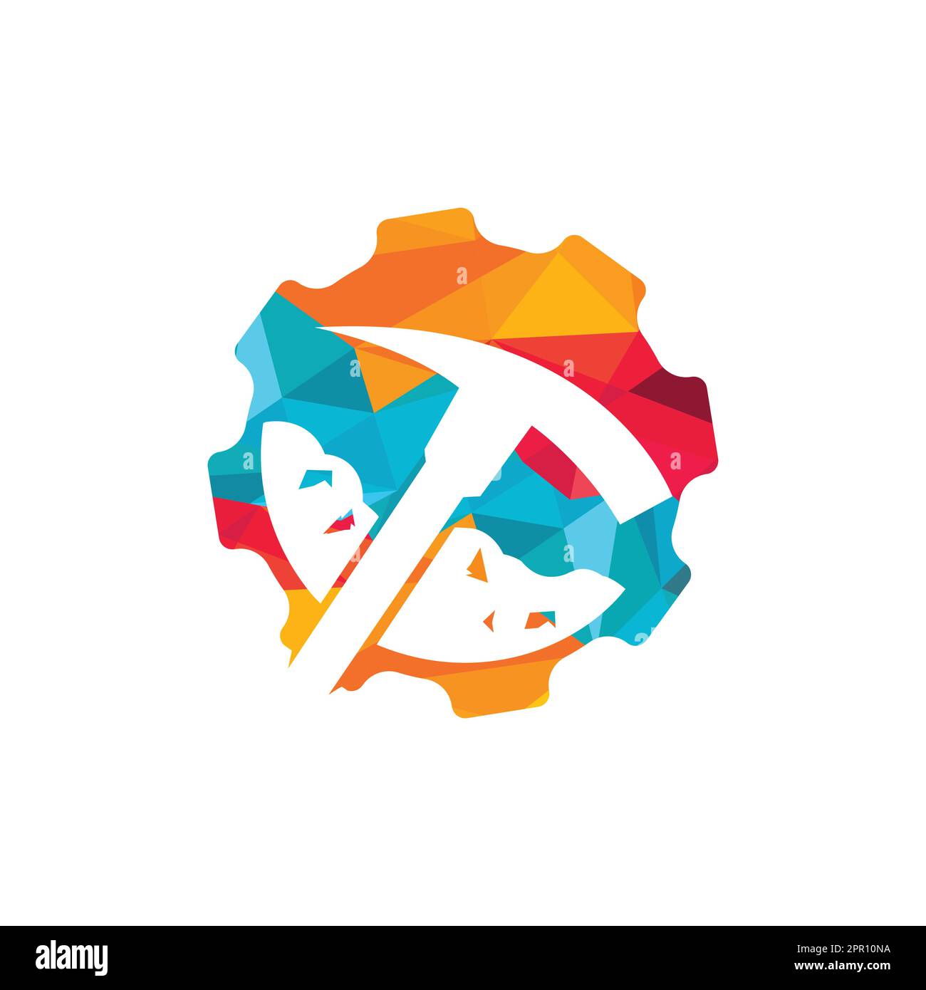 Mining logo template with Gear. Cog wheel and mining equipment icon ...