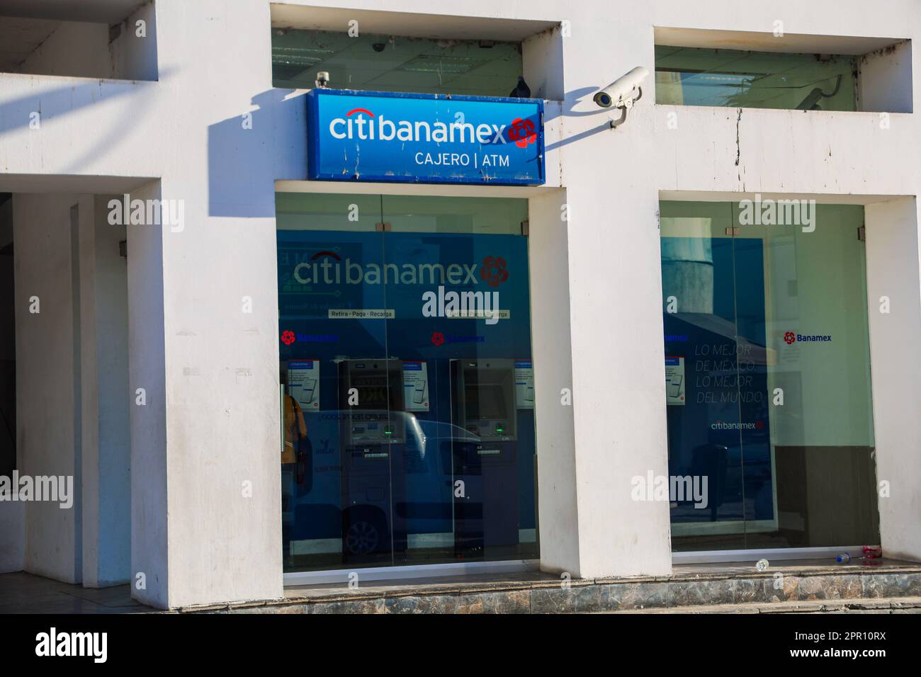 Facade of Citibanamex or Citi Banamex bank and ATM cashier on Serdan ...