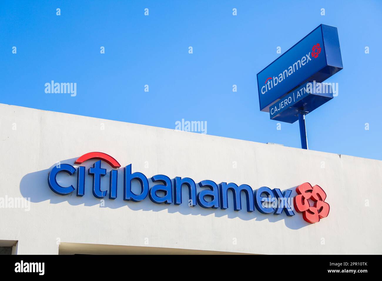 Facade of Citibanamex or Citi Banamex bank and ATM cashier on Serdan ...