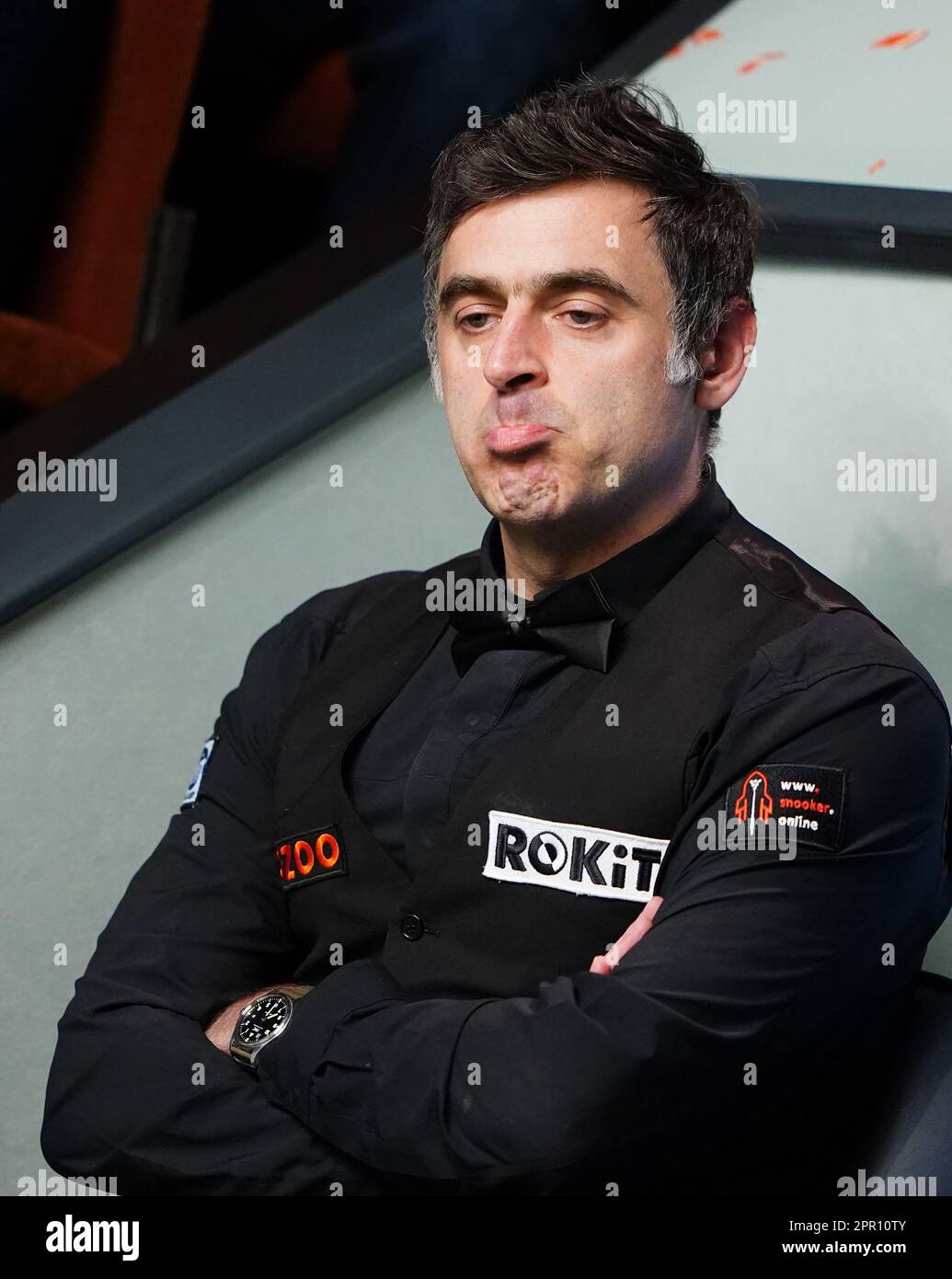 Ronnie O'Sullivan in action against Luca Brecel (not pictured) on day ...