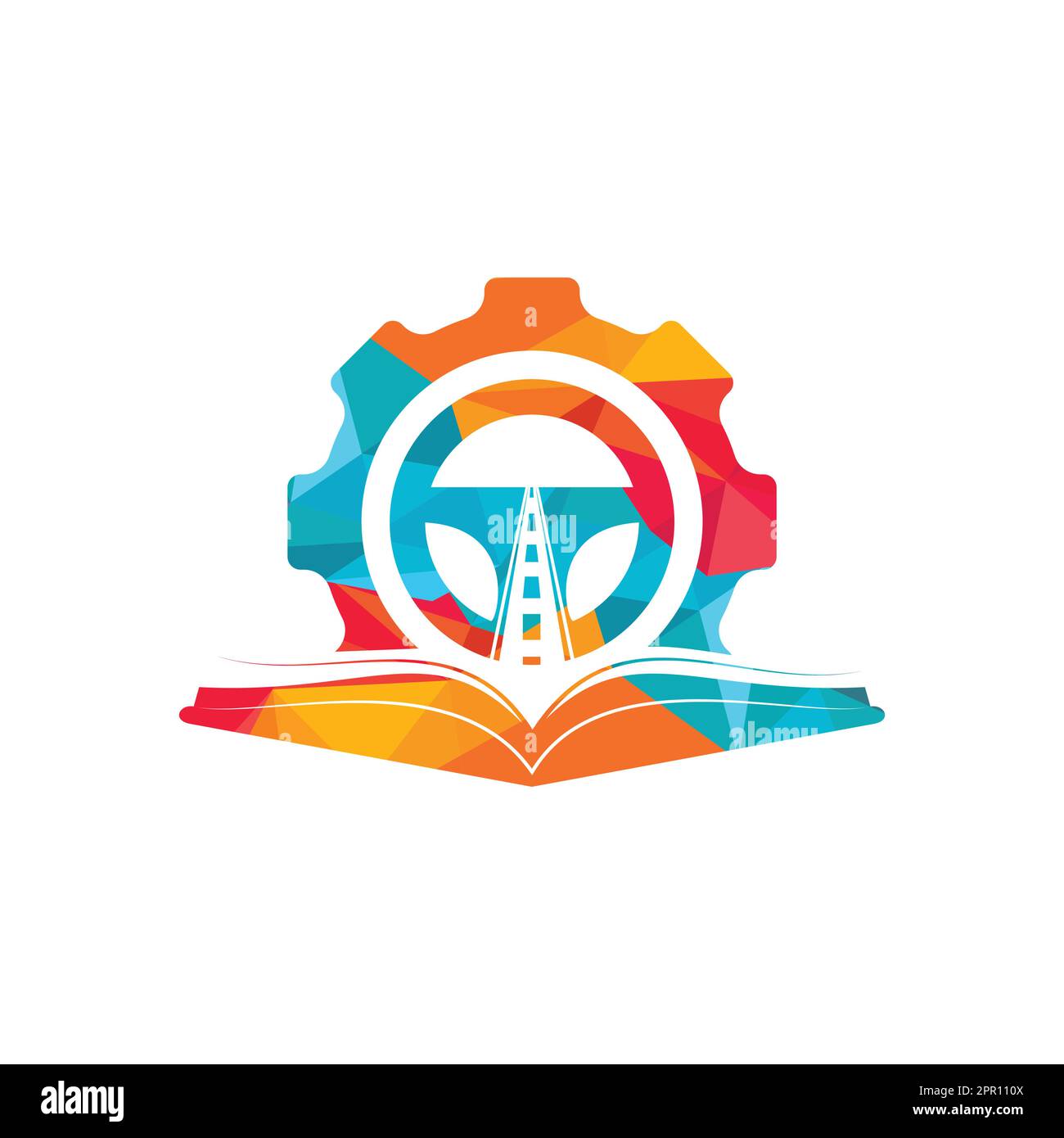 Driving school logo design. Steering wheel with Cog and book icon Stock ...