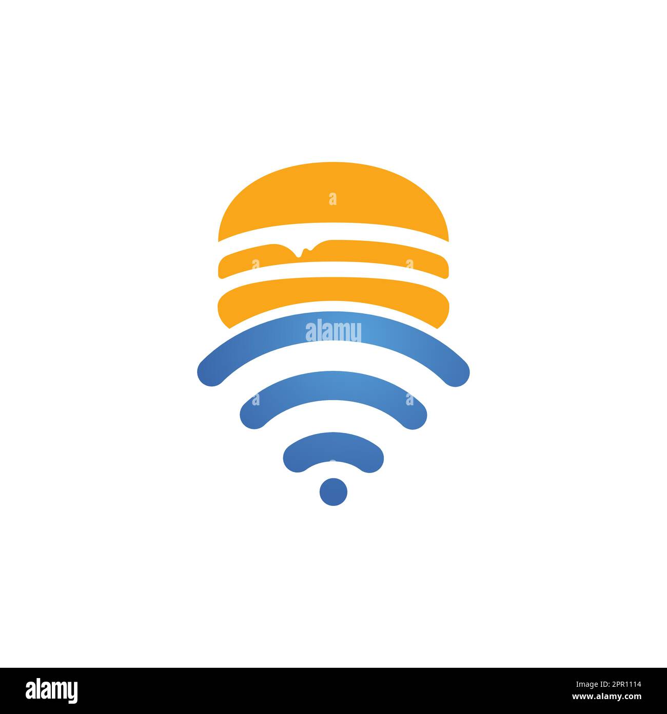 Online food logo design concept. Hamburger and WiFi signal symbol or ...