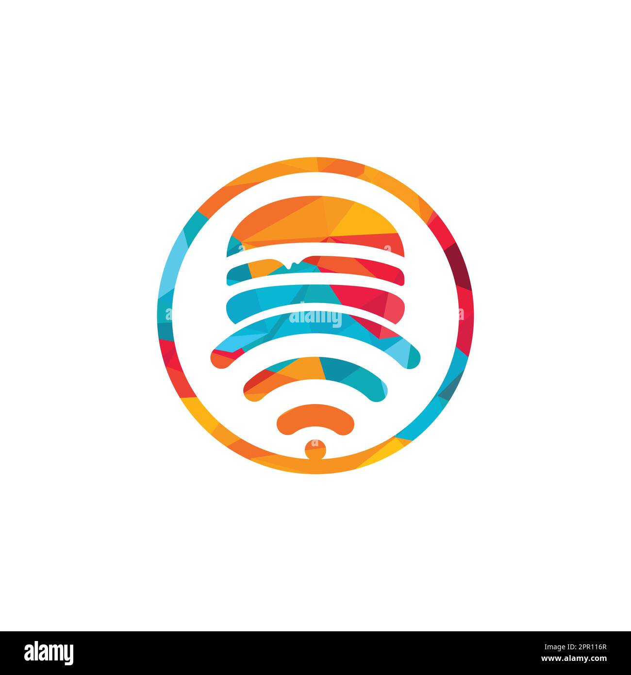 Online food logo design concept. Hamburger and WiFi signal symbol or ...