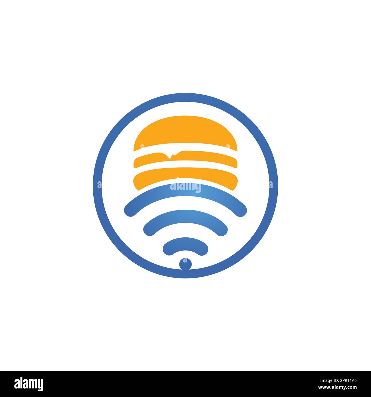 Online food logo design concept. Hamburger and WiFi signal symbol or ...