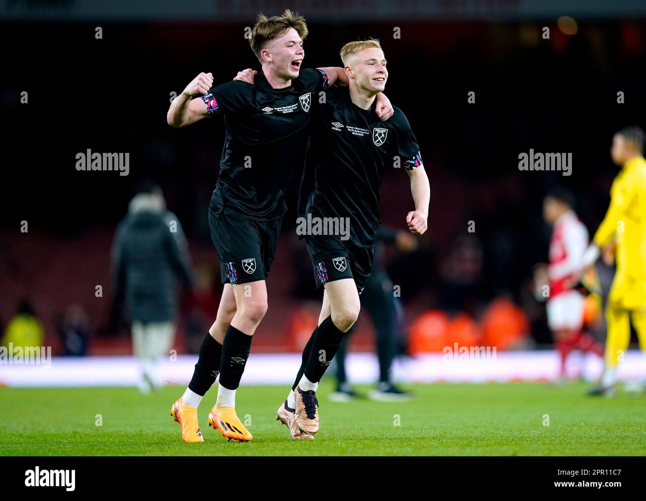 West Ham United's Ryan Battrum (right) and Patrick Kelly celebrate ...