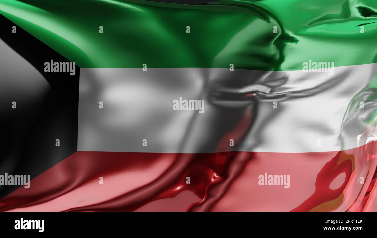 Flag of Kuwait Waving in the wind, Kuwait National flag wave, fabric ...