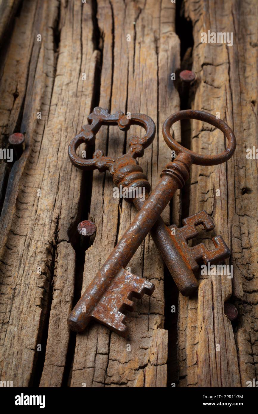 Two Antique Rustic Skeleton Keys Still Life Stock Photo - Alamy