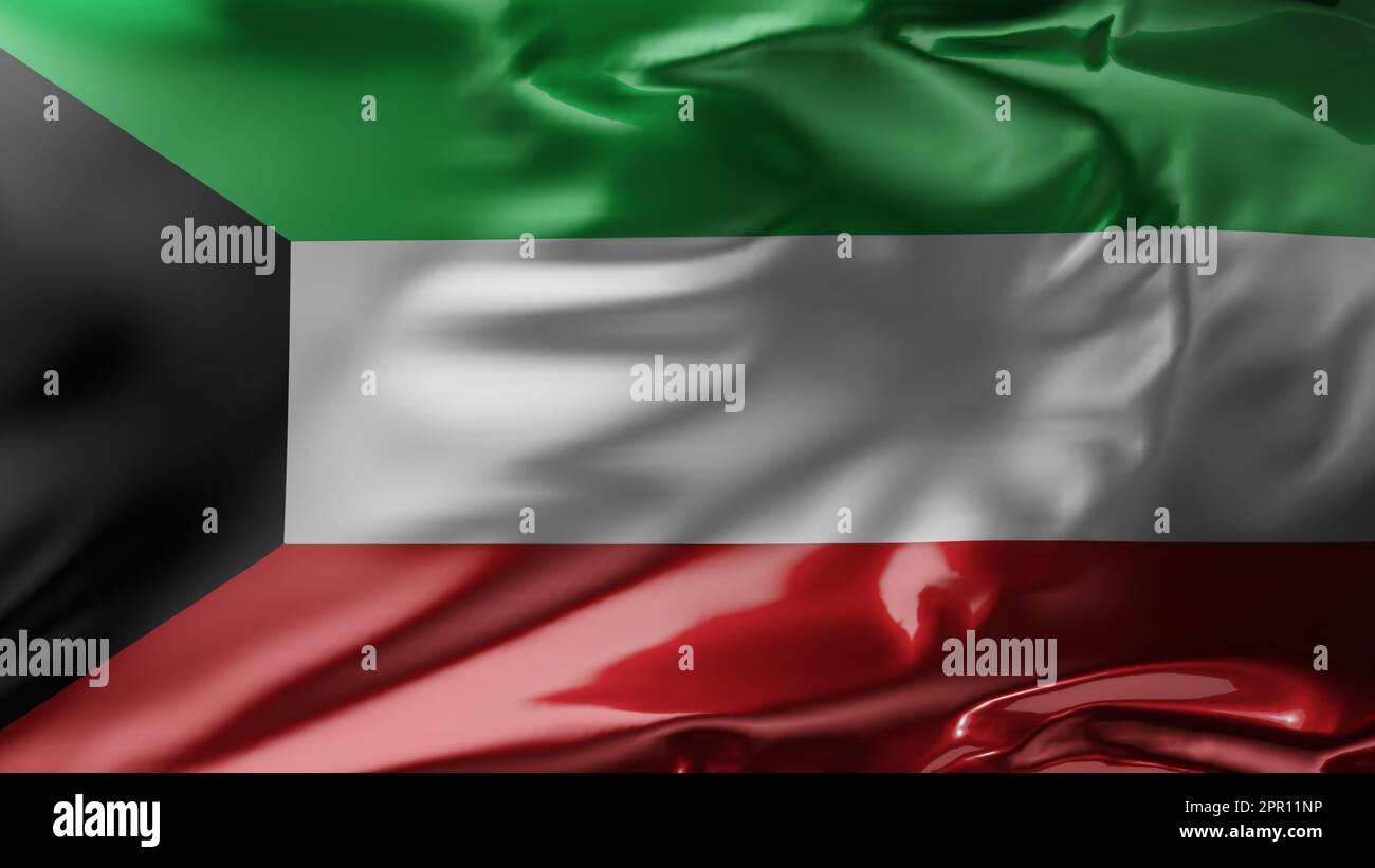 Flag of Kuwait Waving in the wind, Kuwait National flag wave, fabric ...