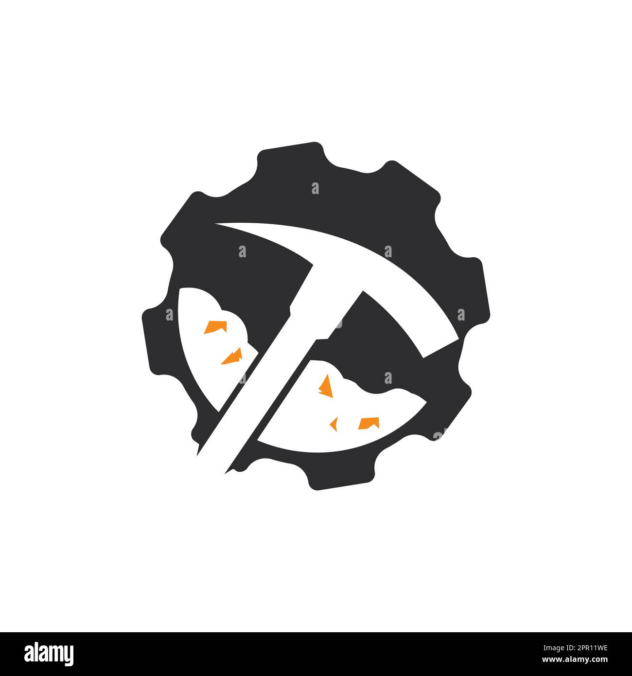 Mining logo template with Gear. Cog wheel and mining equipment icon ...