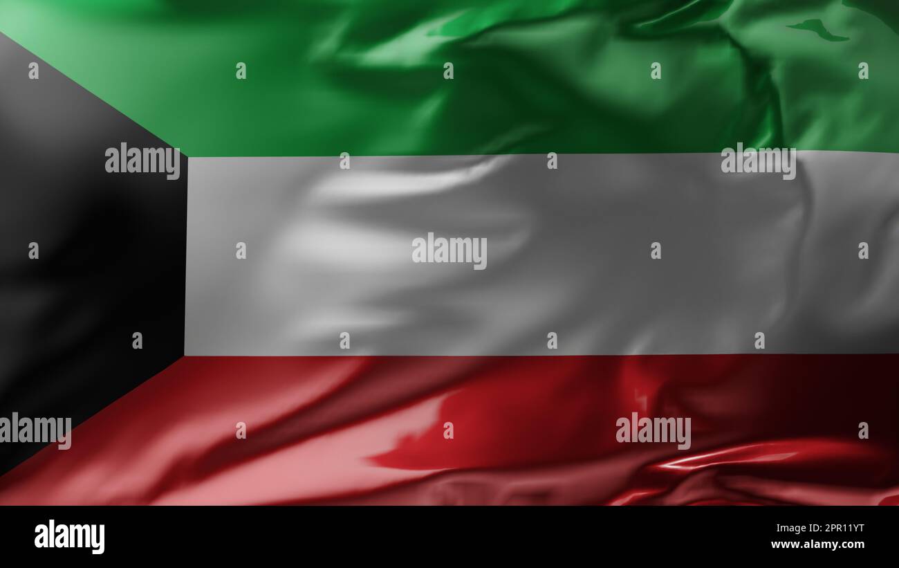 Flag of Kuwait Waving in the wind, Kuwait National flag wave, fabric ...