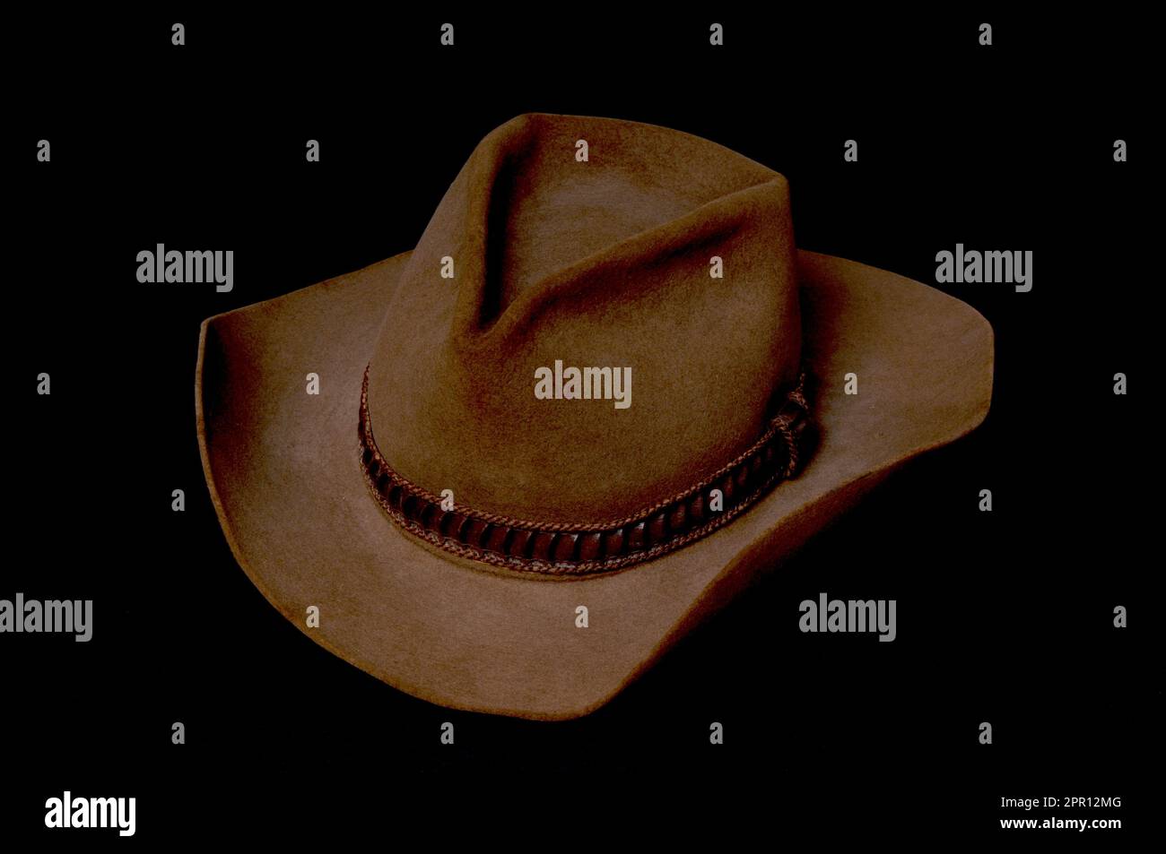 Arizona Style cowboy hat isolated over black Stock Photo - Alamy