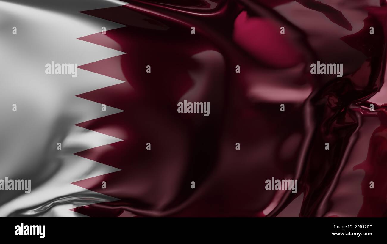 Flag of Qatar Waving in the wind, Qatar National flag wave, fabric ...
