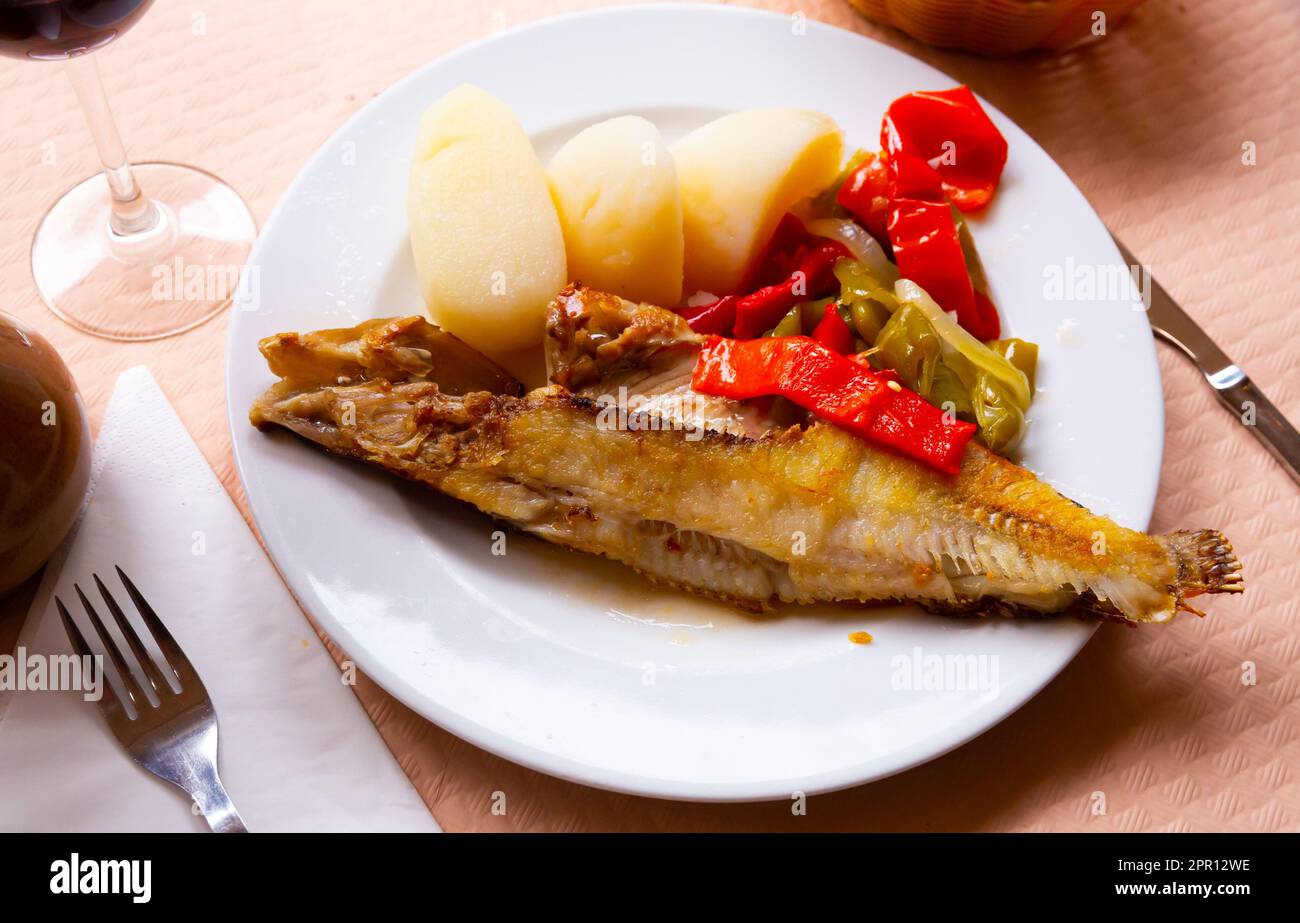 Roasted ballan wrasse - Spanish fish dish Stock Photo - Alamy