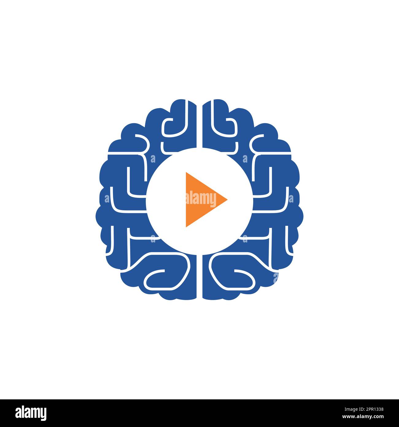 Brain media player vector logo design. Mind play logo template design ...