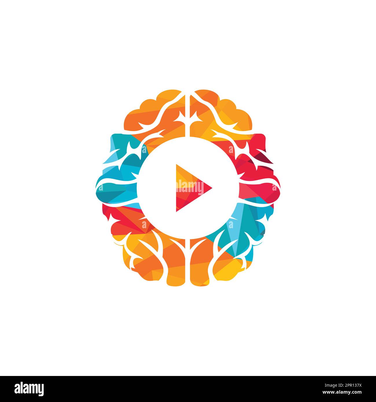 Brain media player vector logo design. Mind play logo template design ...