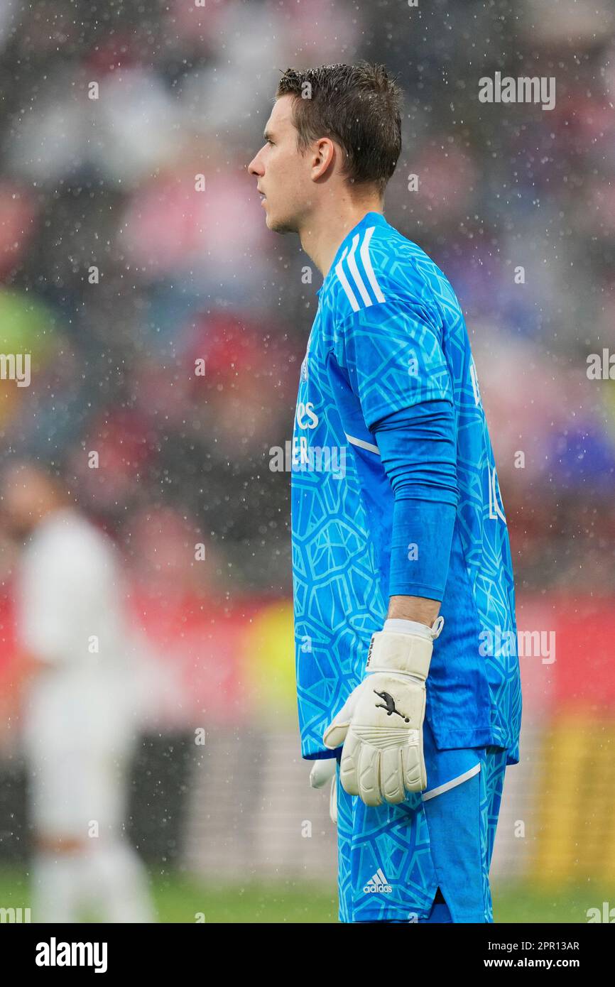 Girona, Spain. 25th Apr, 2023. Lunin (Real Madrid CF) is pictured ...