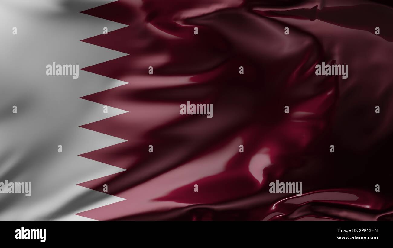 Flag of Qatar Waving in the wind, Qatar National flag wave, fabric ...