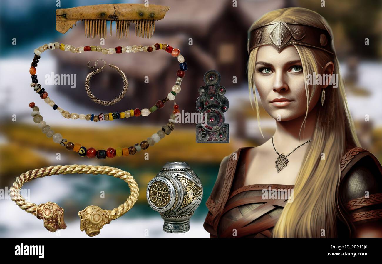 Archaeological finds from the Viking age representing objects for women ...