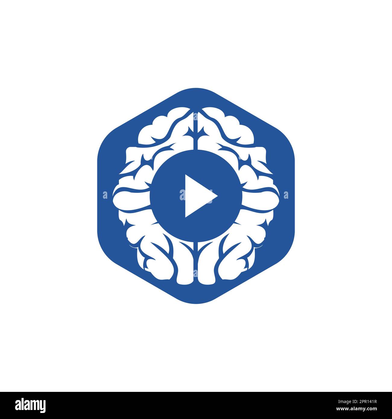 Brain media player vector logo design. Mind play logo template design ...