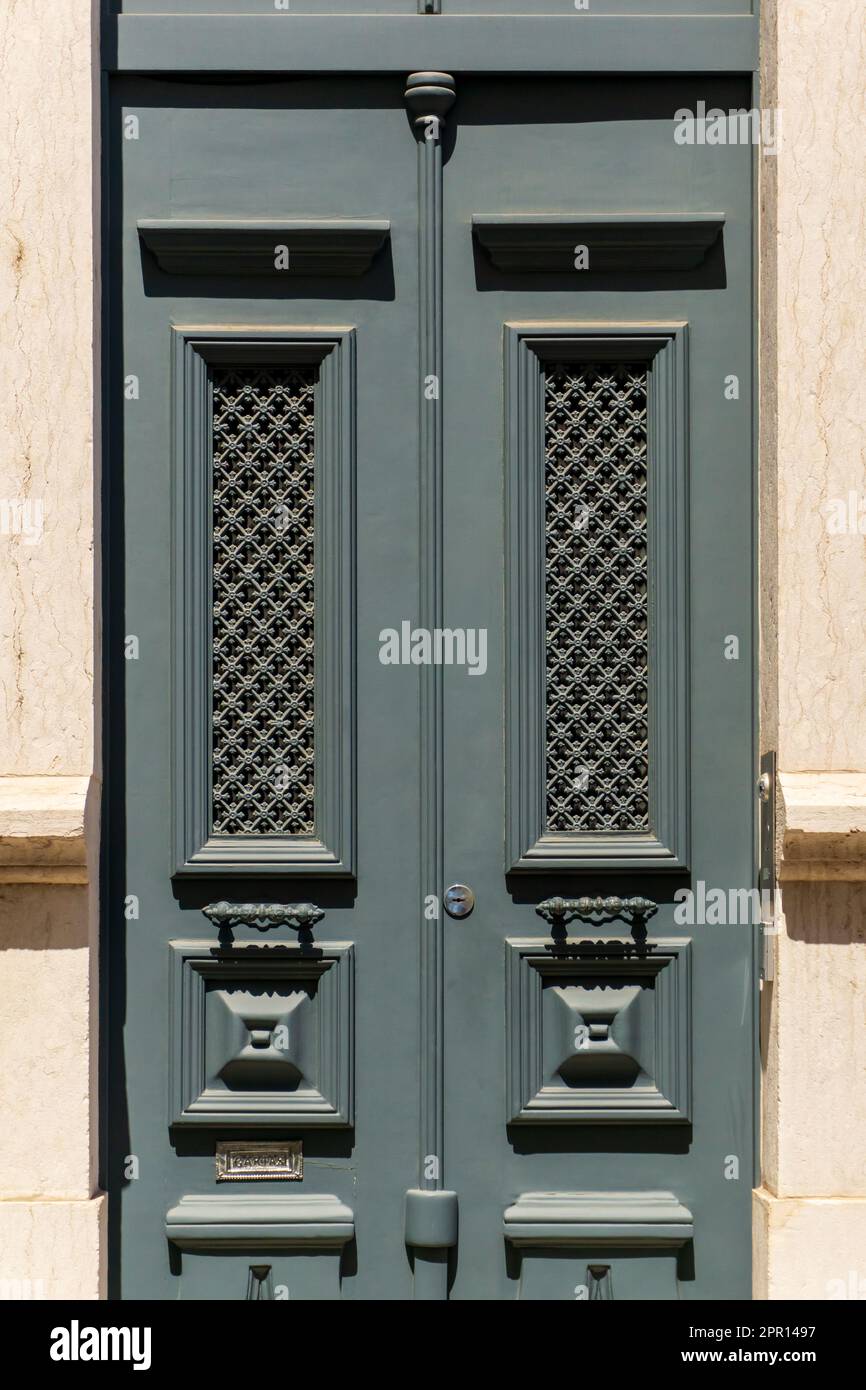 Beautiful gray vintage closed door to the building background Stock ...