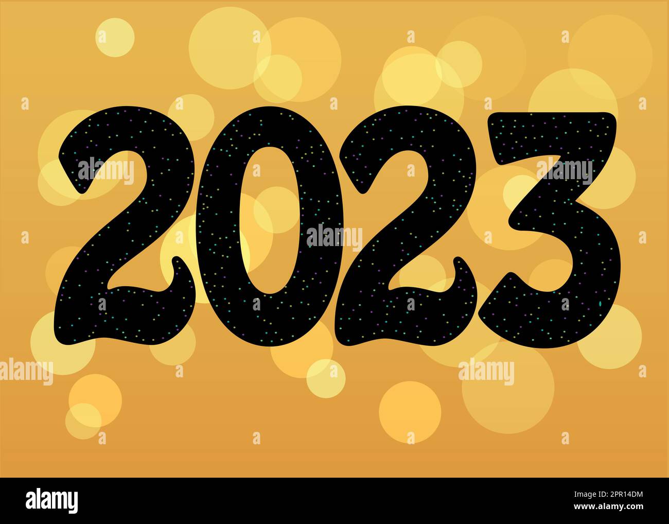 Number 2023. Author's font - black numbers with bright spray decor ...