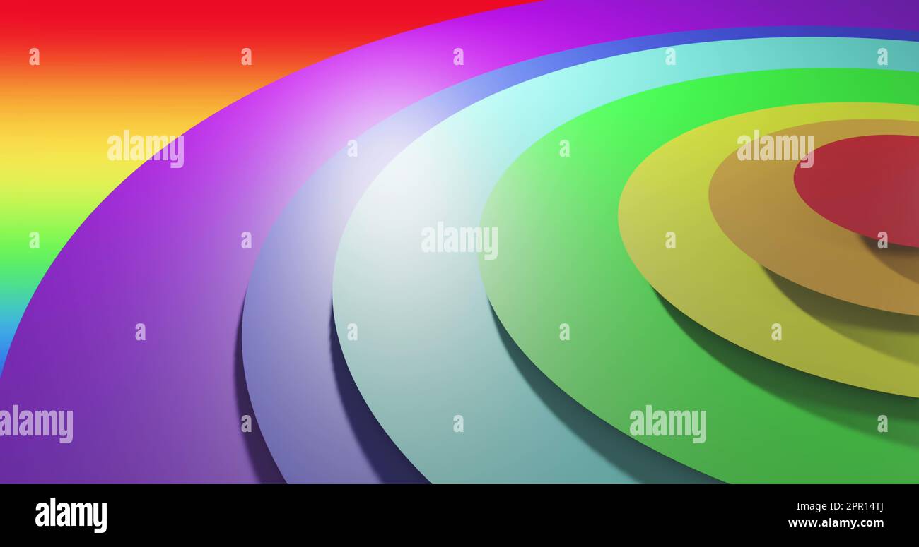 Image of colourful circles over rainbow background Stock Photo - Alamy