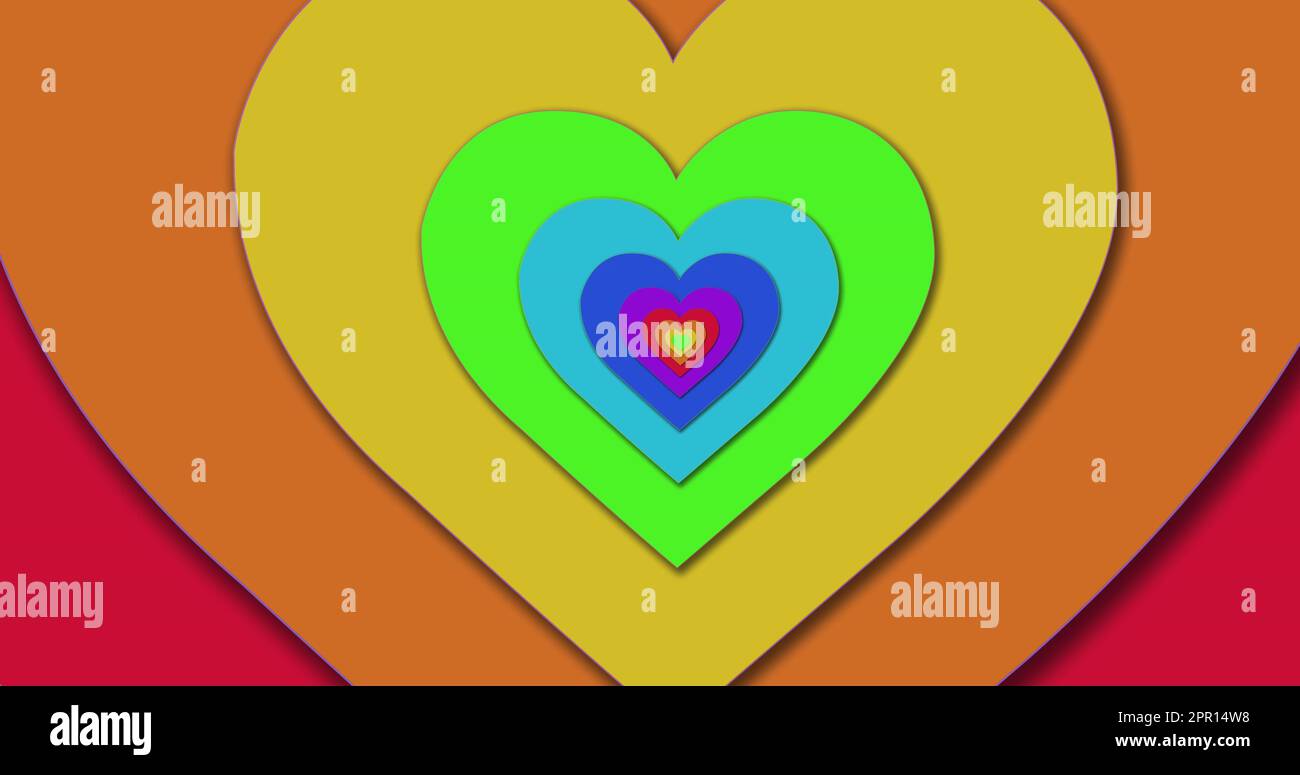 Image of multiple colourful heart shapes in row Stock Photo - Alamy