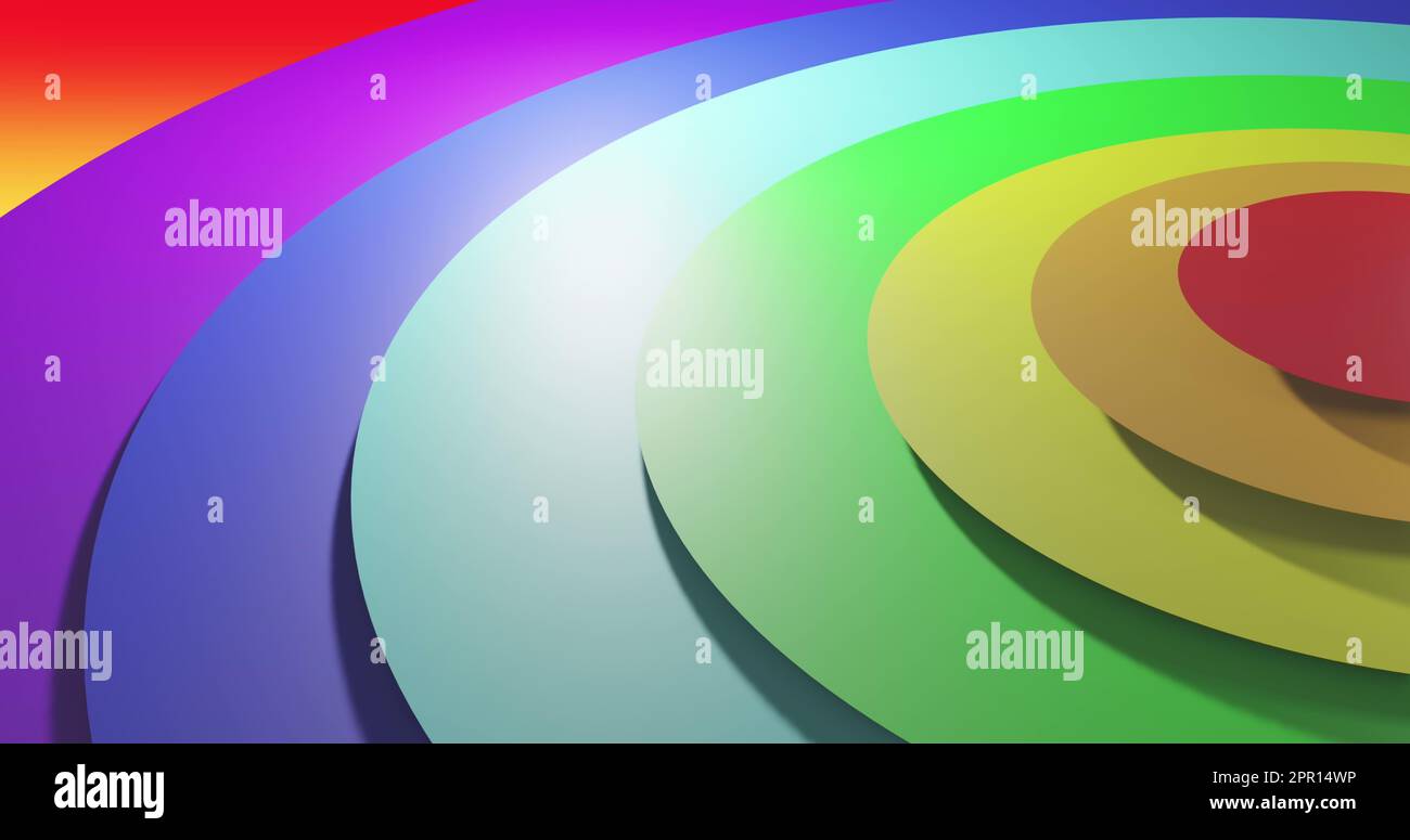 Image of colourful circles over rainbow background Stock Photo - Alamy
