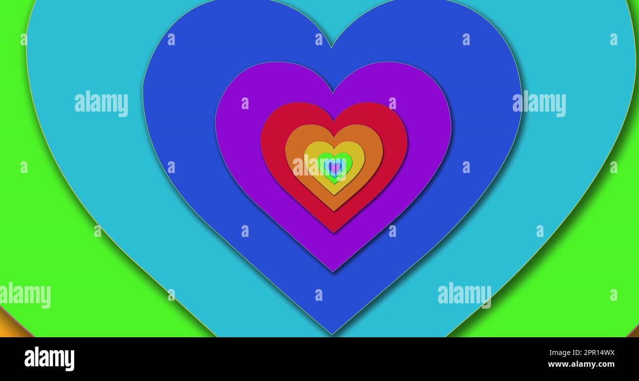 Image of multiple colourful heart shapes in row Stock Photo - Alamy