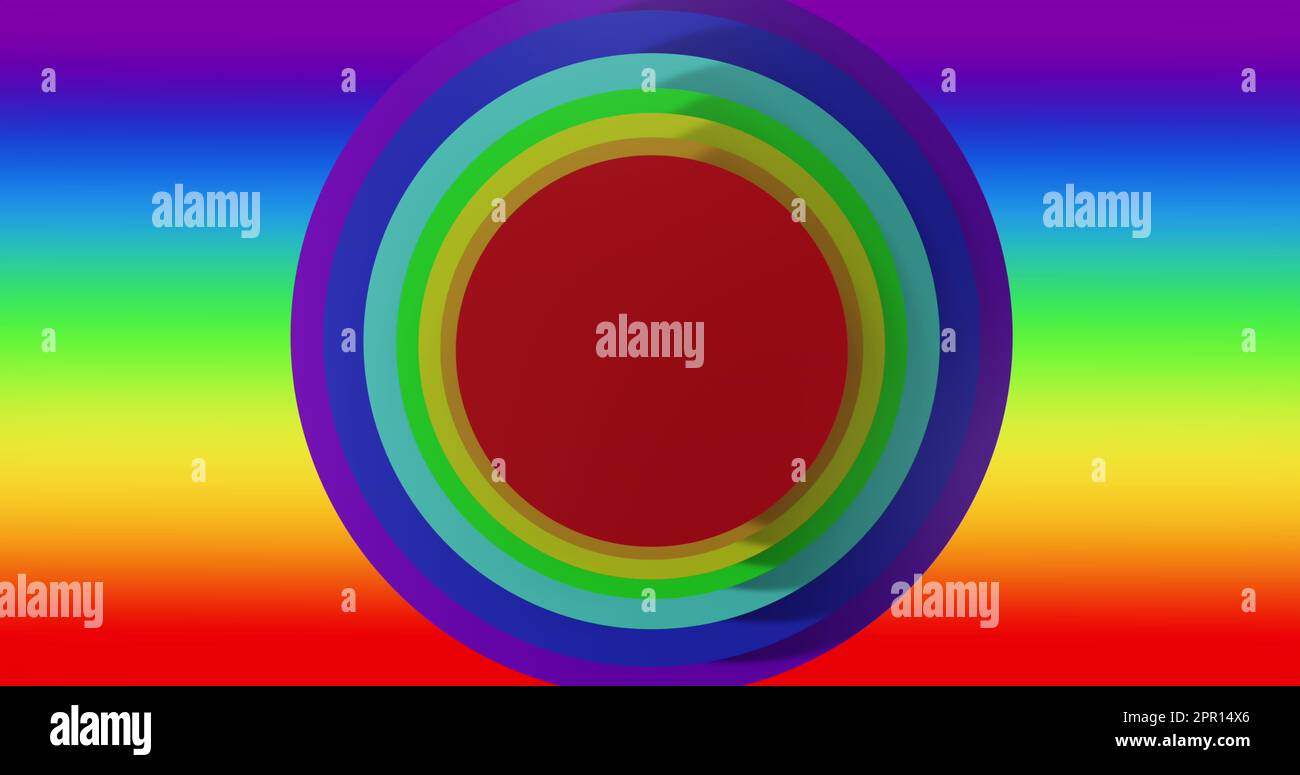 Image of colourful circles over rainbow background Stock Photo - Alamy