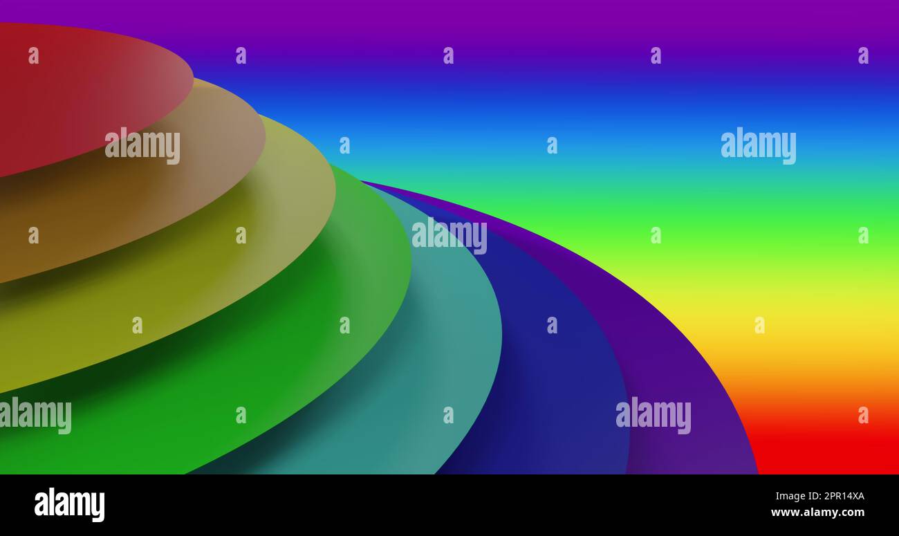 Image of colourful circles over rainbow background Stock Photo - Alamy