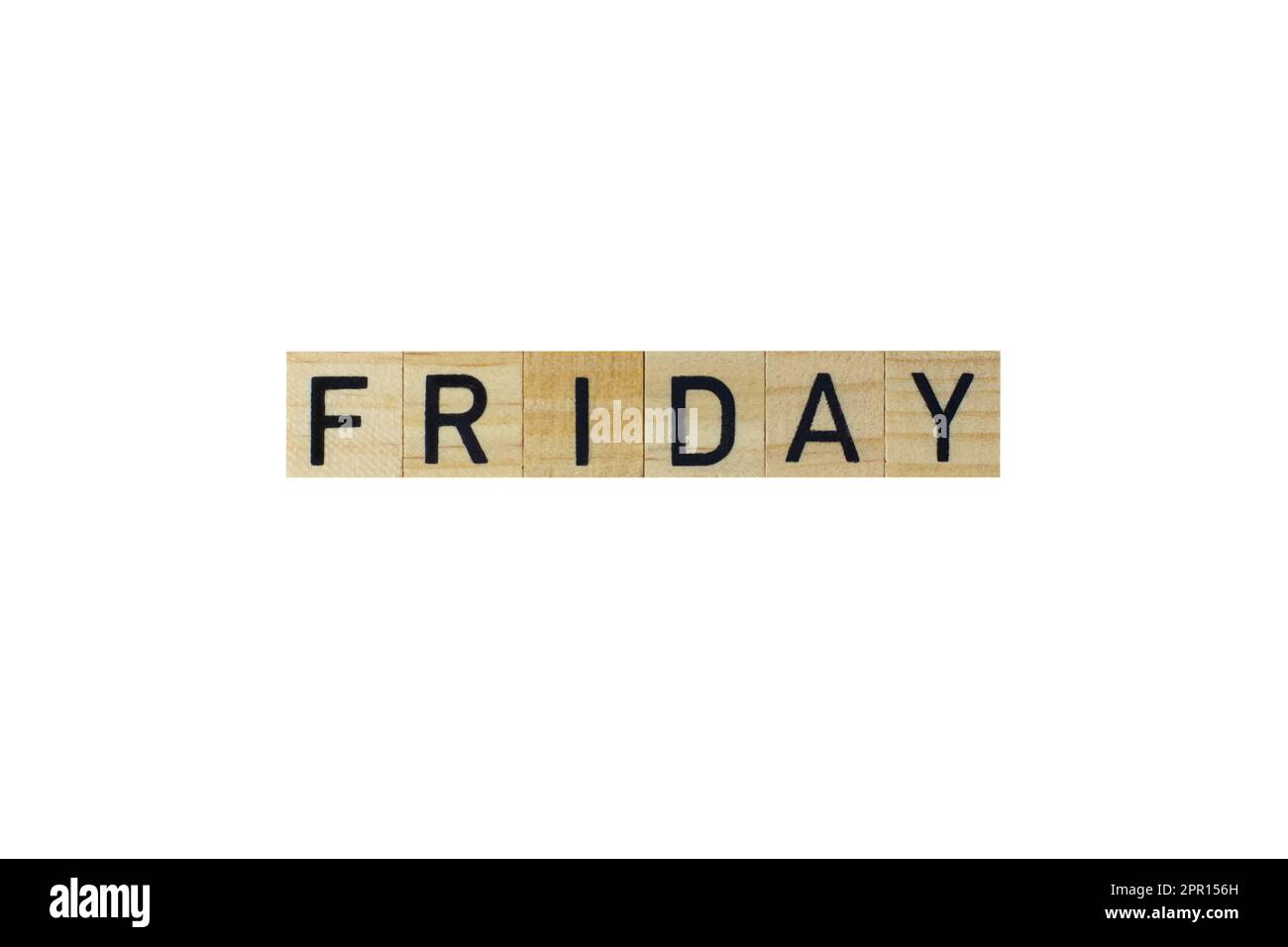 The word Friday in wooden letters on a white background Stock Photo - Alamy