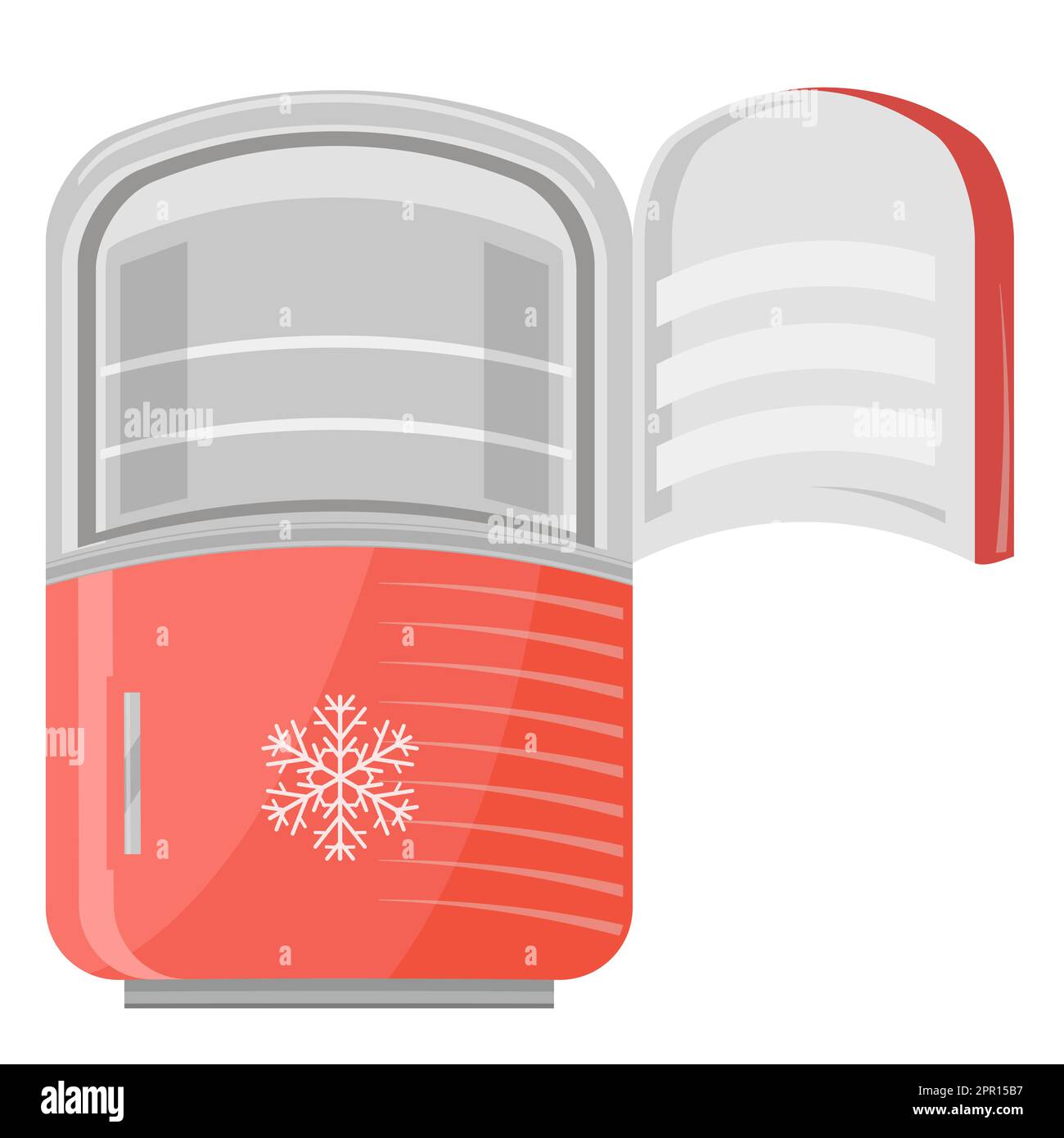 Detailed Opened Red Fridge for Home Preserve Food. Vertical ...