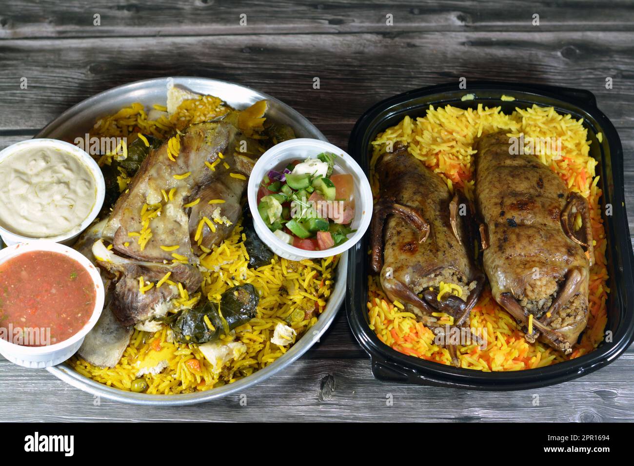 Egyptian Hamam pigeons Mahshi stuffed squab with rice and a lamb shank ...