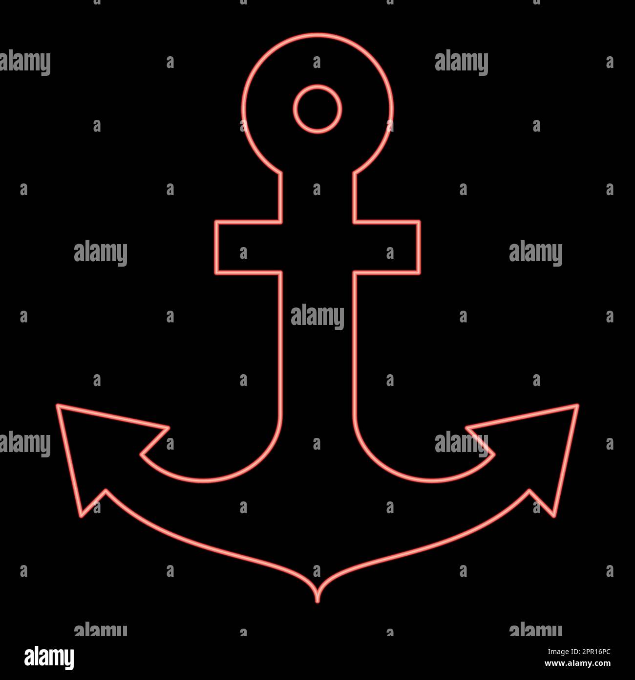 Neon ship anchor for marine nautical design icon red color vector ...