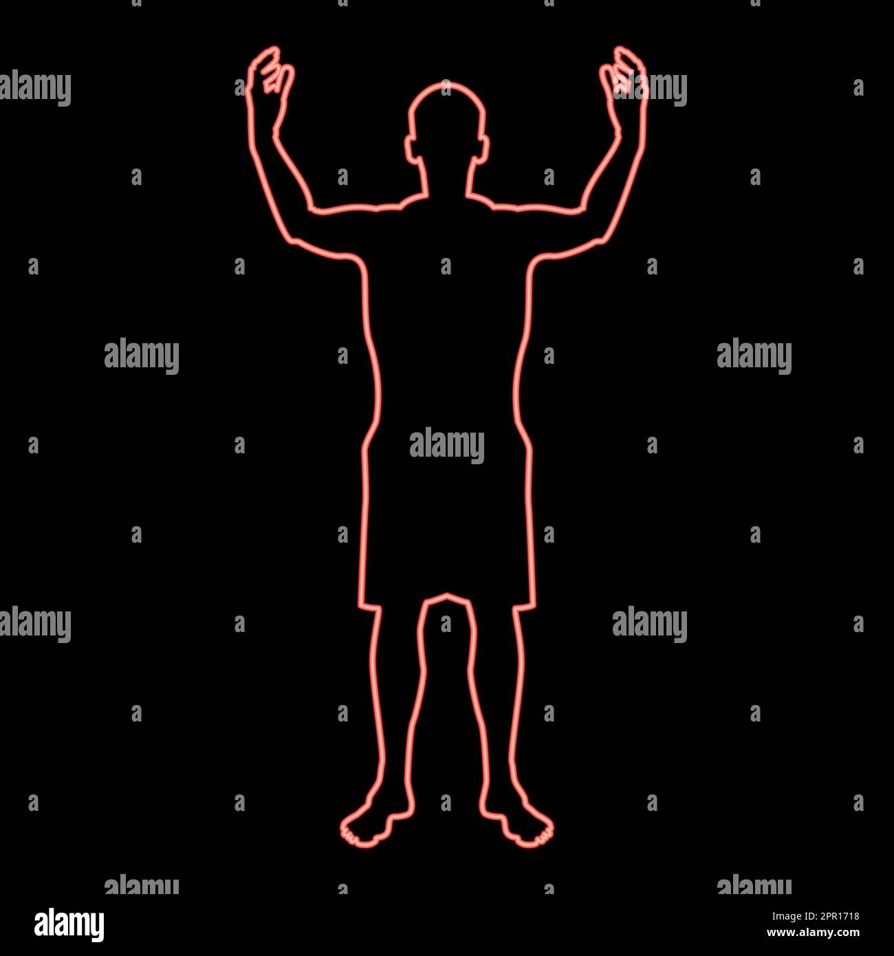 Neon man happy meet anyone silhouette meeting joy concept front view ...