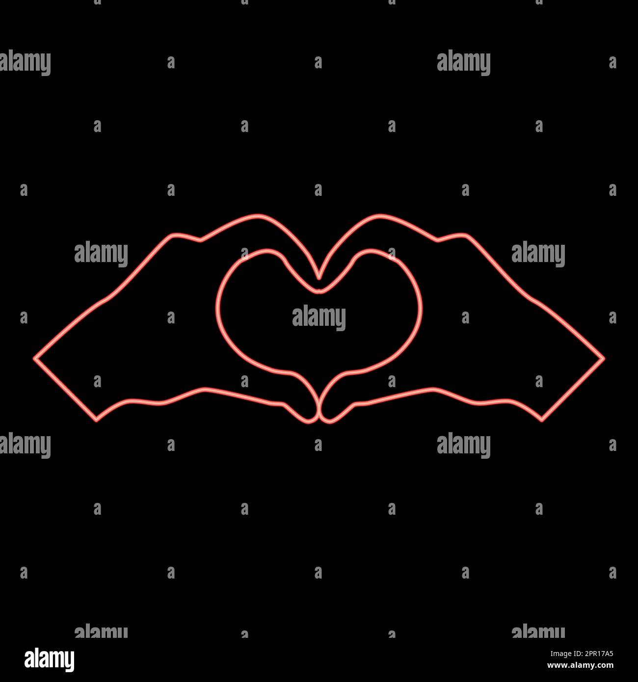 Neon two hands have shape heart hands making heart symbol silhouette ...
