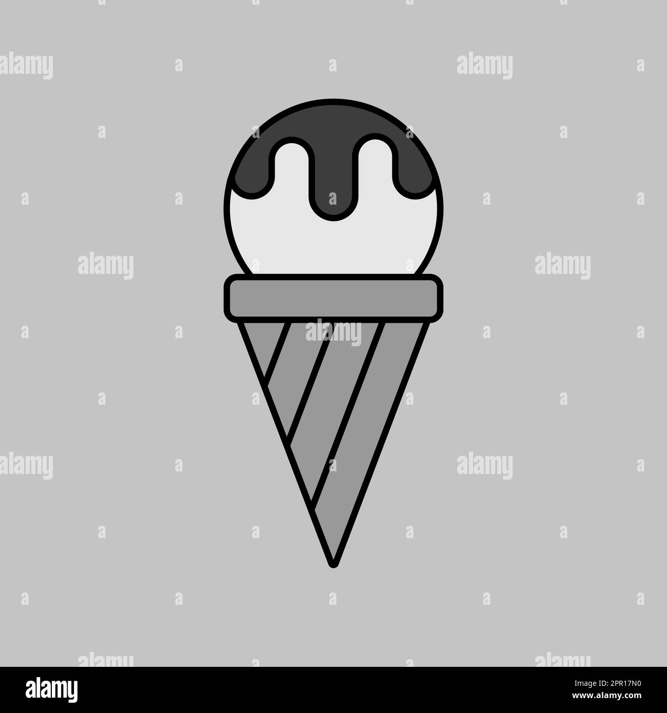Ice Cream vector grayscale icon. Fast food sign Stock Vector Image ...