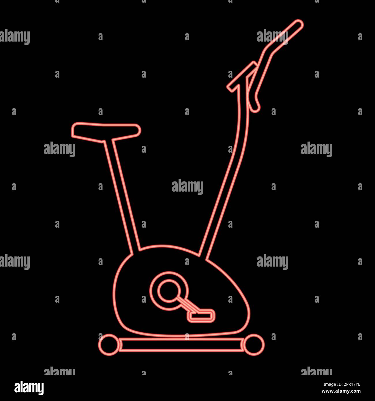 Neon exercise bicycle stationary bike exercycle icon red color vector ...
