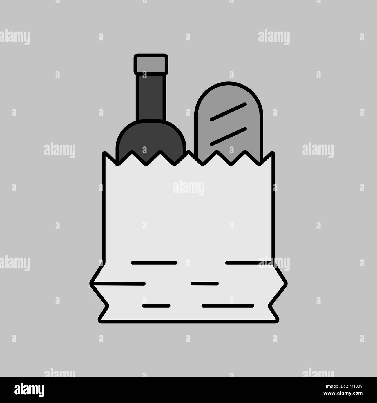 Paper bag with food vector grayscale icon Stock Vector Image & Art - Alamy