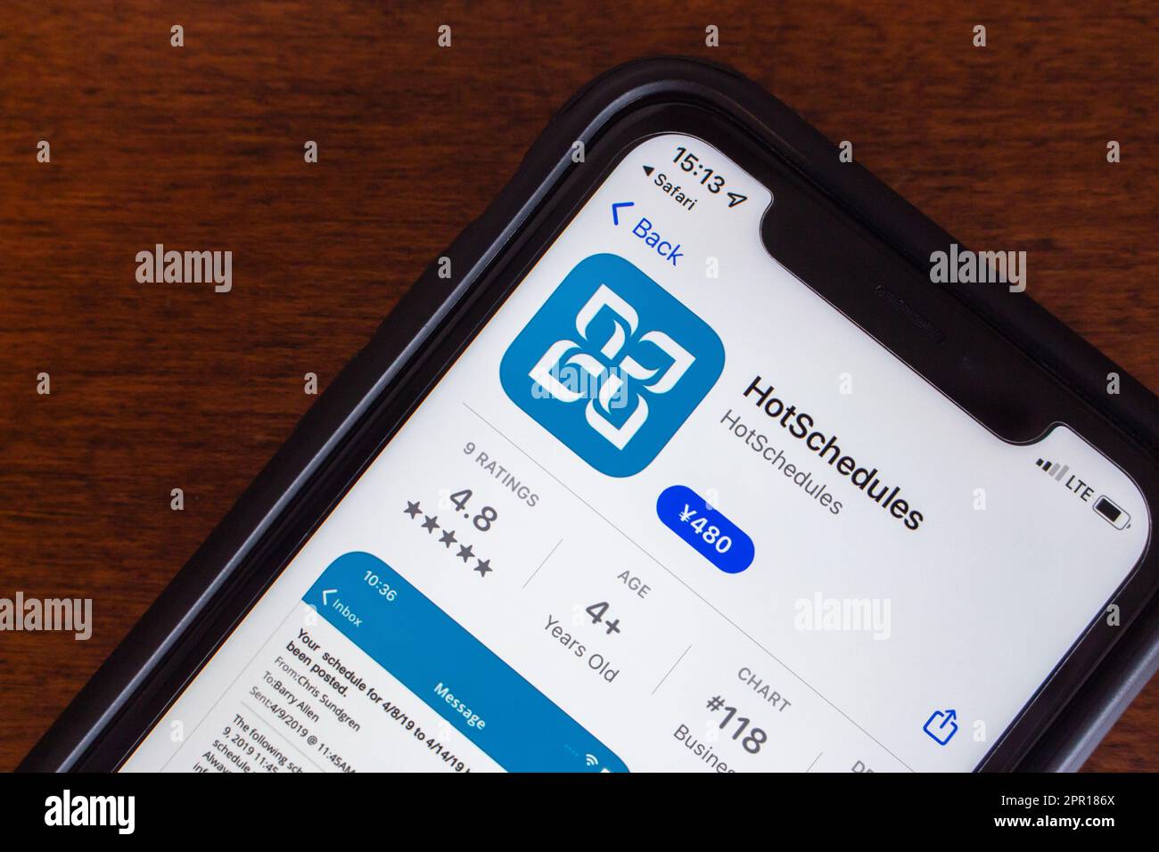 HotSchedules app seen in App Store on an iPhone. HotSchedules is a web ...