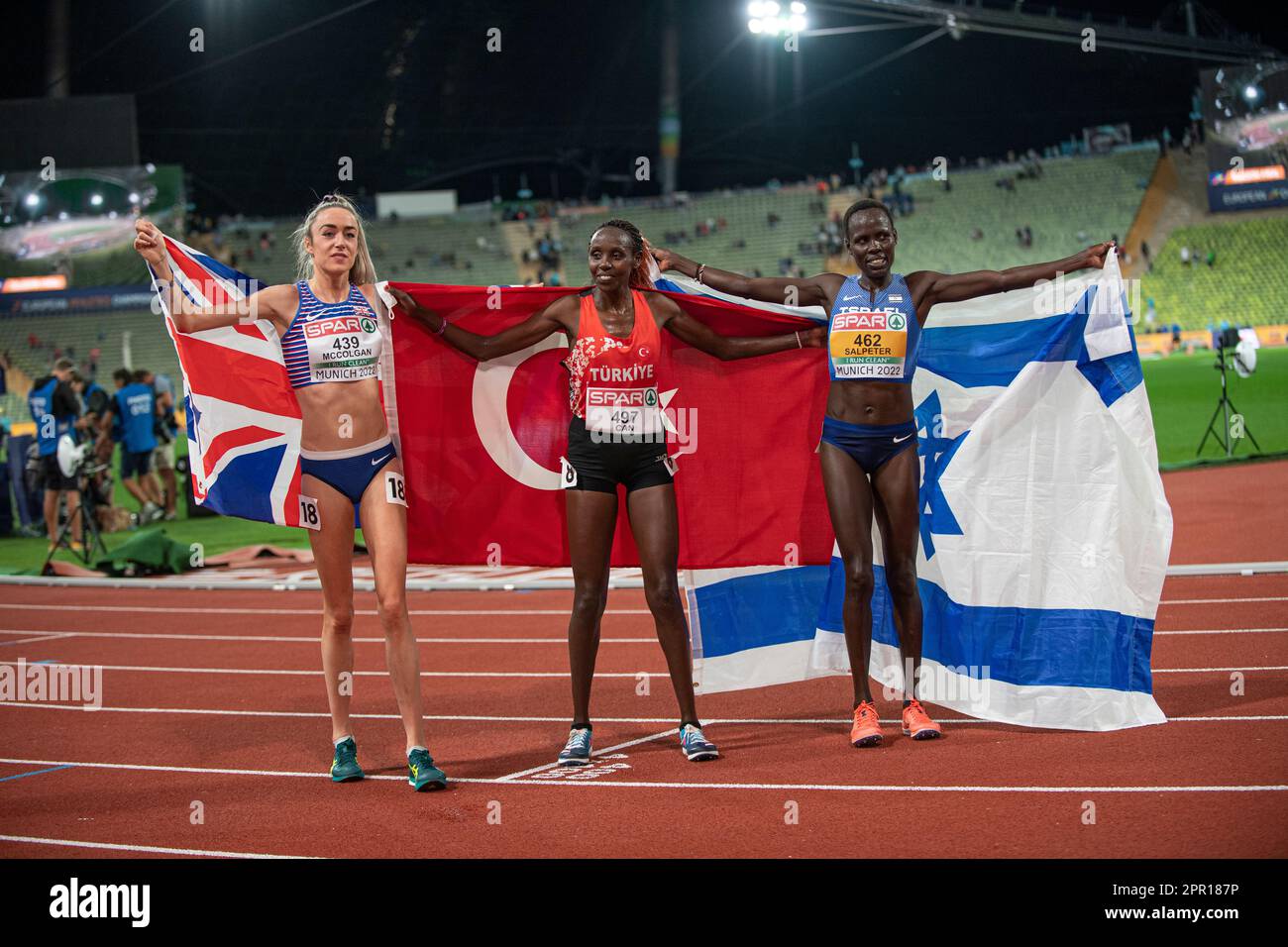 Eilish McColgan ,Yasemin Can,Lonah Chemtai Salpeter with his country's ...